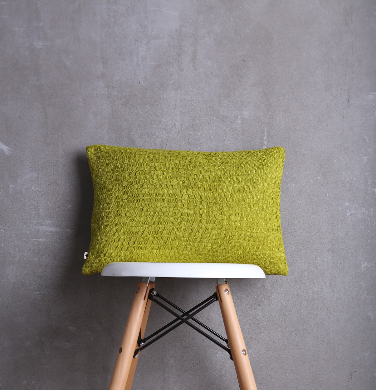 Buy Handwoven Cotton Cushion Cover Apple Green 12"x18" – Thoppia